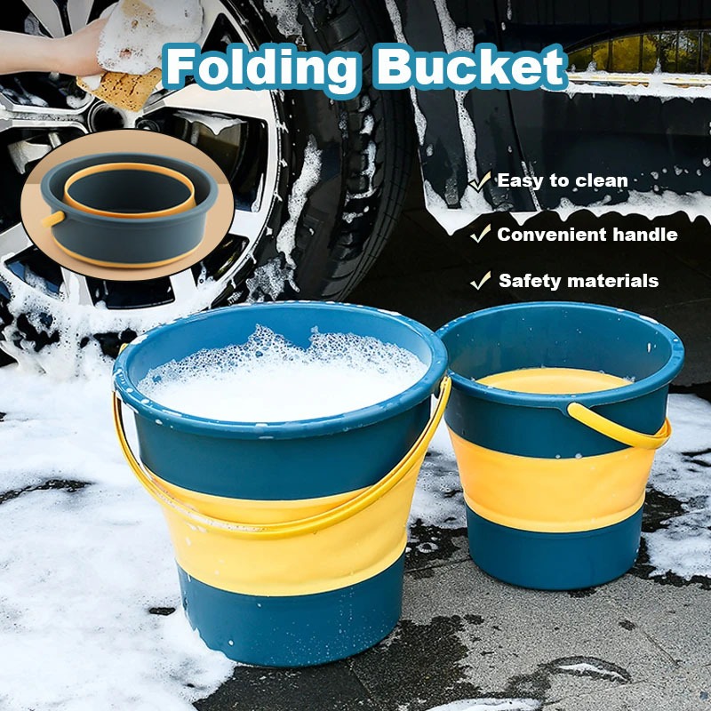 Foldable Timba 5L/15L Plastic Bucket Portable Car Wash Pail Collapsible ...