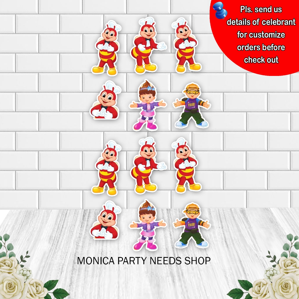 Jollibee theme cupcake topper 12pcs | Shopee Philippines