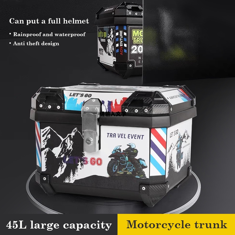 Motorcycle Top Box 36L/45L Large Capacity Universal Motorcycle Tail Box ...