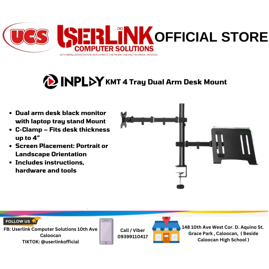 Inplay KMT 4 Black Monitor With Laptop Tray Stand Mount | Shopee Philippines