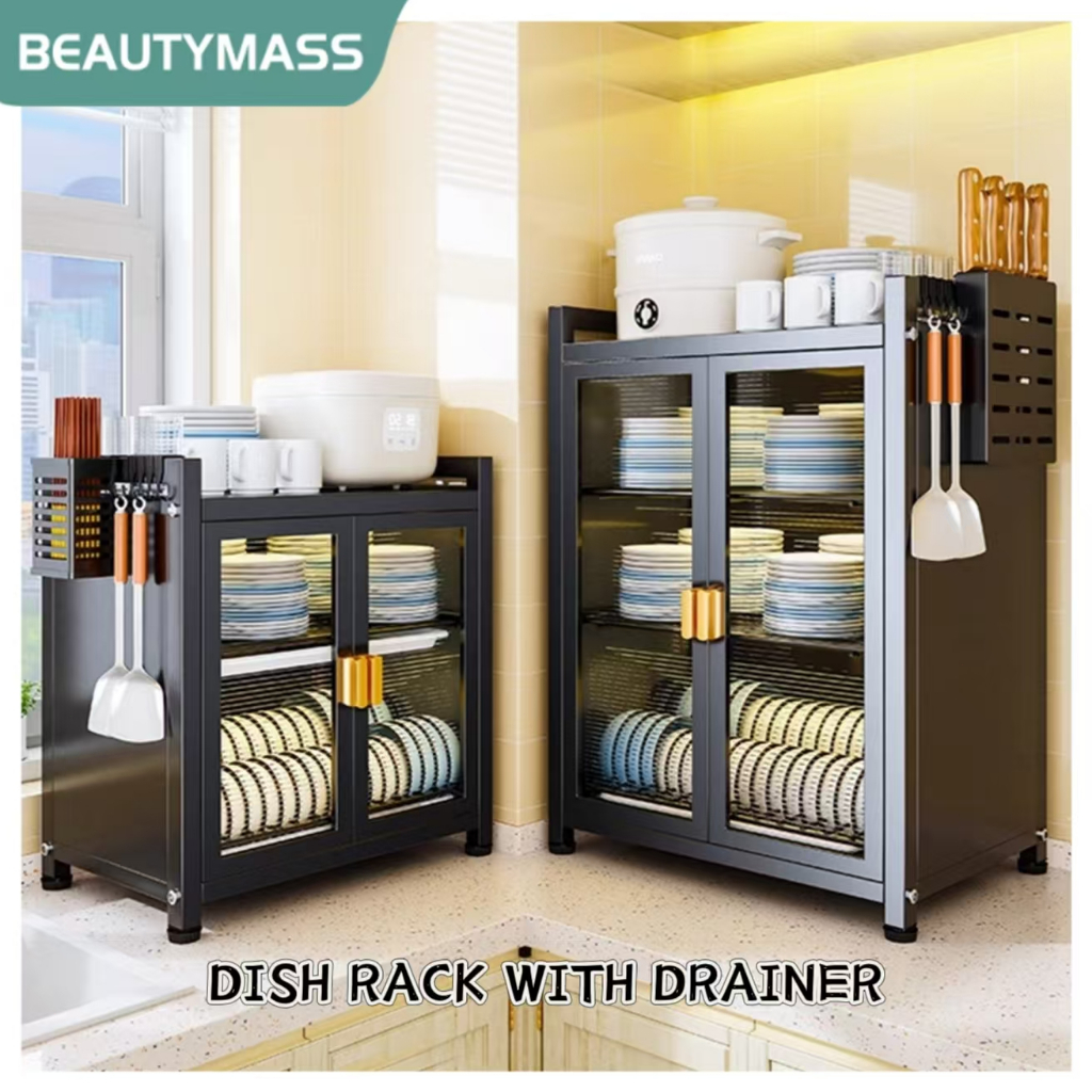 BTY 2/3 Tier Dish Rack Cabinet Drainer Kitchen Countertop Multifun ...