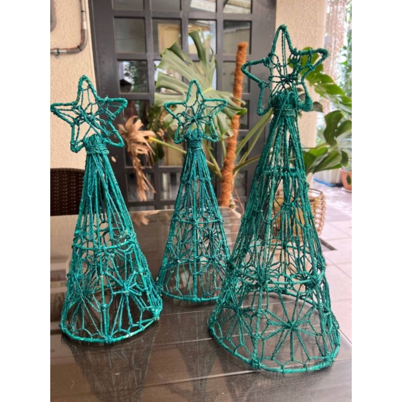 Macrame Abaca Tabletop Christmas Tree - Green (3 Sizes On Hand ...