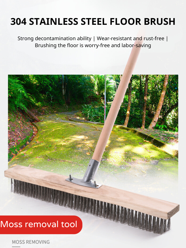 Roof Brush Moss Stainless Steel Wire Floor Scrub Brush with Handle for ...