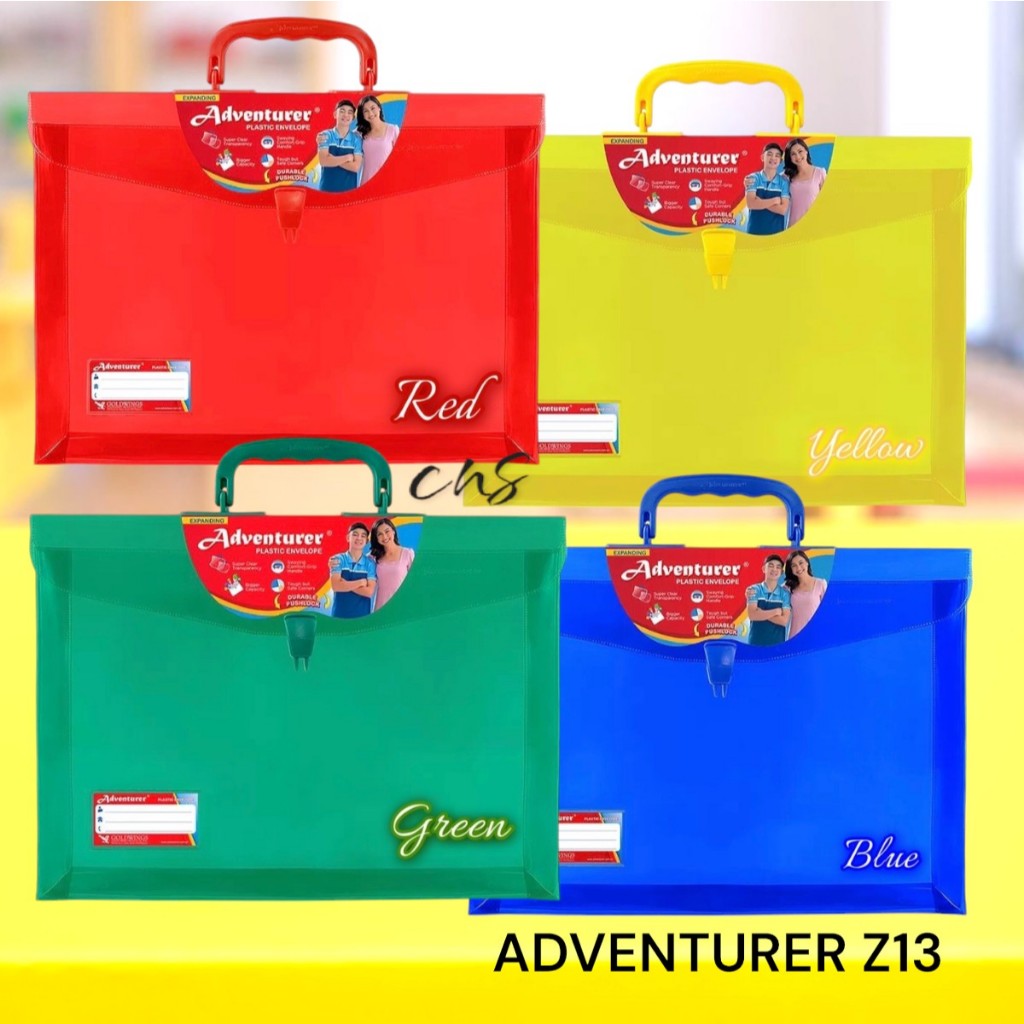 Adventurer Expanding Plastic Colored Envelope with Handle Long Push ...