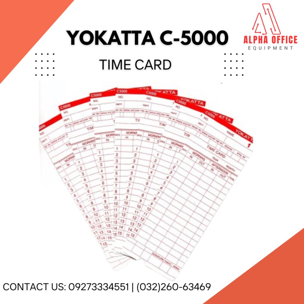 Yokatta C-5000 Time Card for DX-5 Bundy Clock, Bundy Clock Time Card, C ...