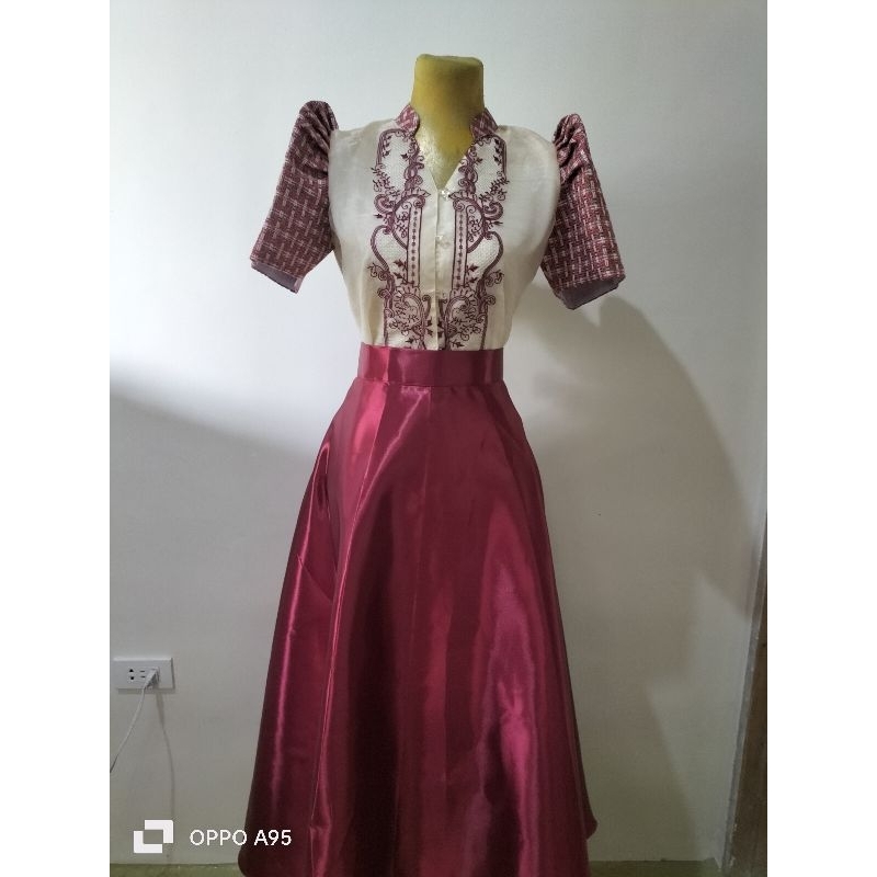 Modern Ladies Barong "ethnic design" blouse and skirt | Shopee Philippines