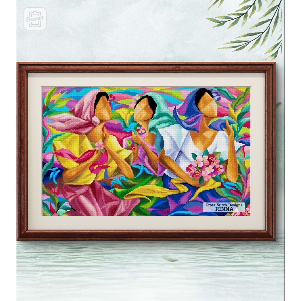 Cross Stitch PATTERN only -Dancing Marias -Pinoy Art Design in Cross ...