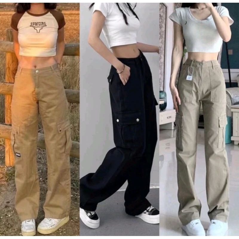 Women's Fashionwear Korean Trendy Wide Leg Cargo Pants 2748/2750/2752 ...