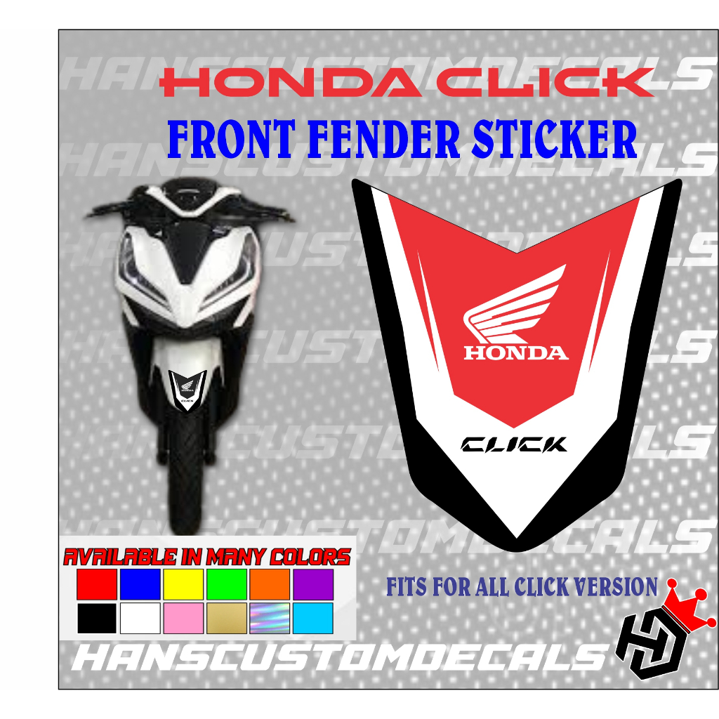 Honda Click Fender Sticker fit for all click versions Printed and ...
