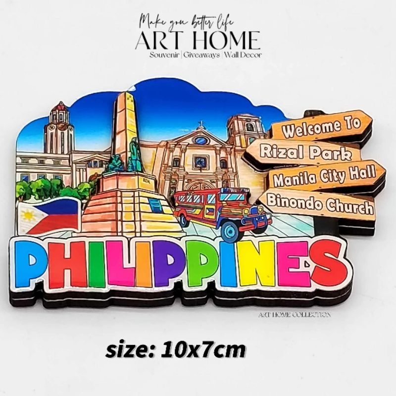 PHILIPPINES Wooden 2D Fridge Magnet Embossed Ref Magnet Souvenirs ...