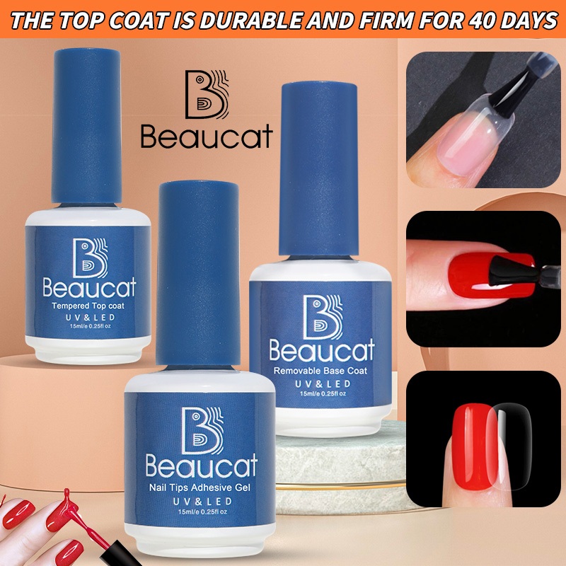 Top coat/primer/false nail glue. Beaucat 8 kinds of functional nail gel ...