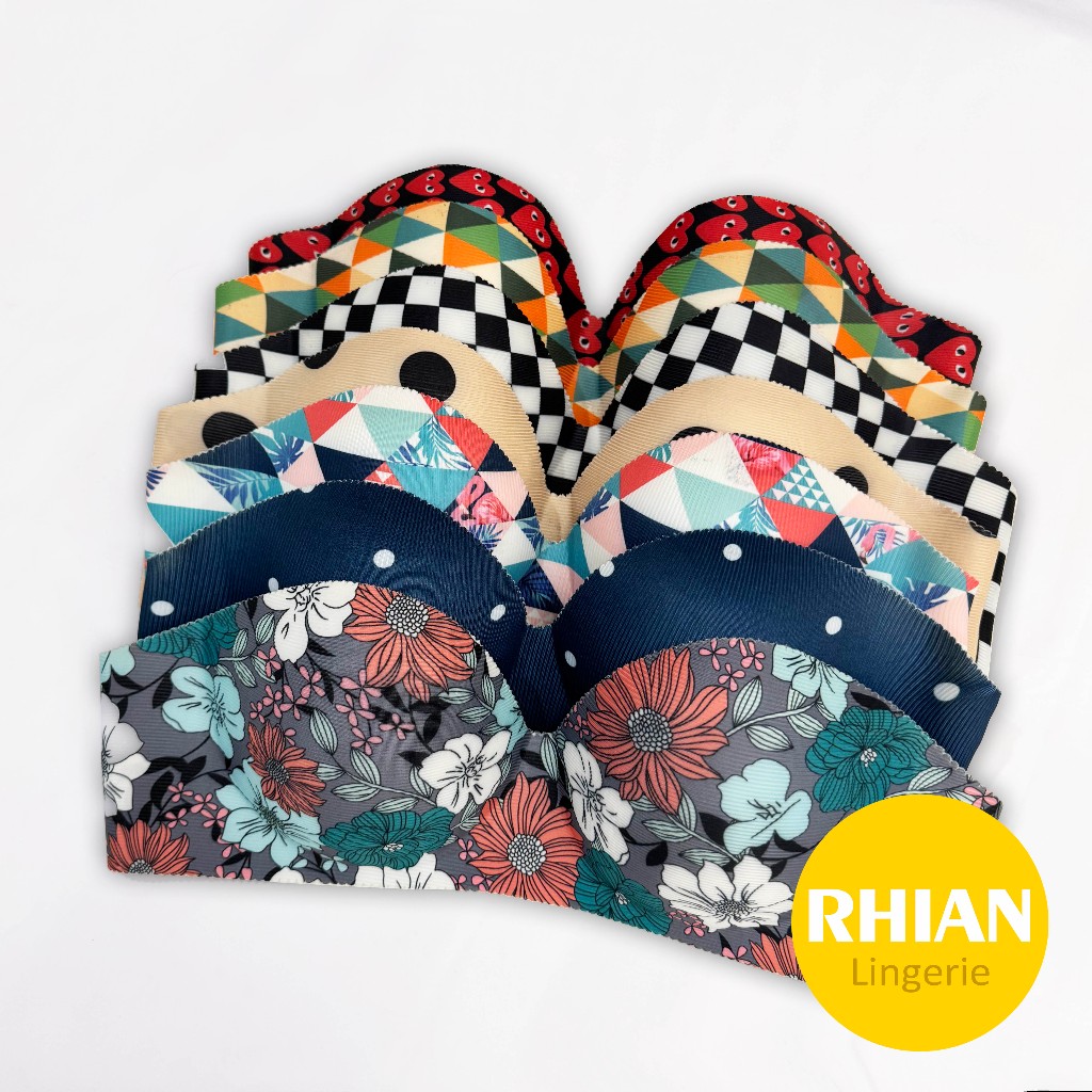 Rhian Korean Seamless Bra Lingerie Push Up Bra Cute Floral Printed ...