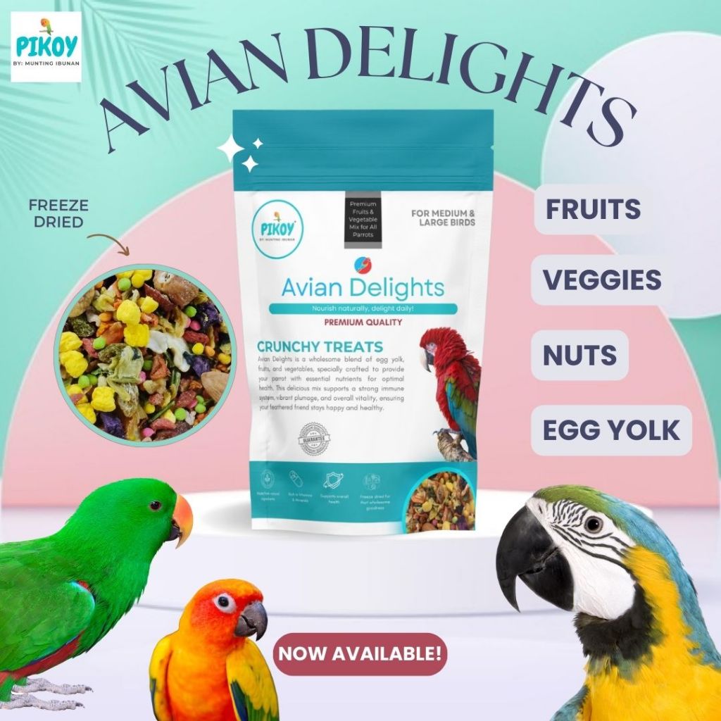 PIKOY Avian Delights Parrot Food, Fruits & Vegetables Mix for All Sizes ...