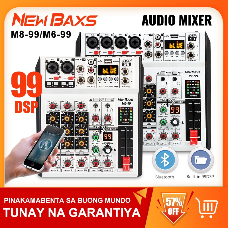 NEW BAXS M6-99/M8-99 Professional Audio Mixer 6-channel built-in DSP99 Suport bluetooth USB MP3 ...