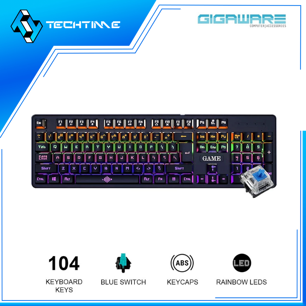 Gigaware K30 104 Keys RGB Backlit Mechanical Gaming Keyboard (Blue ...