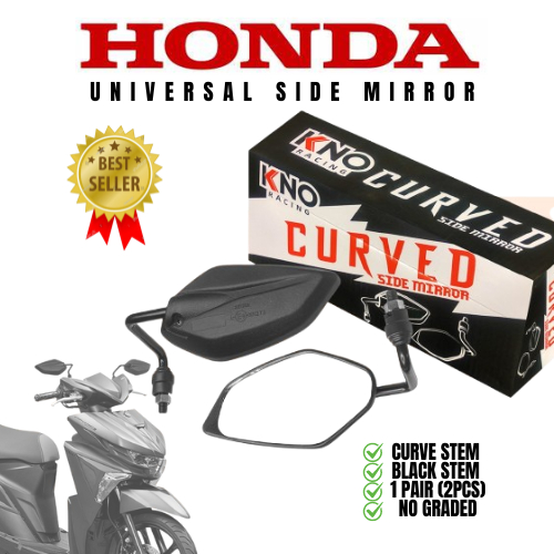 HONDA XRM 125 CURVED STEM SIDE MIRROR UNIVERSAL CLEAR LENS NO GRADED ...