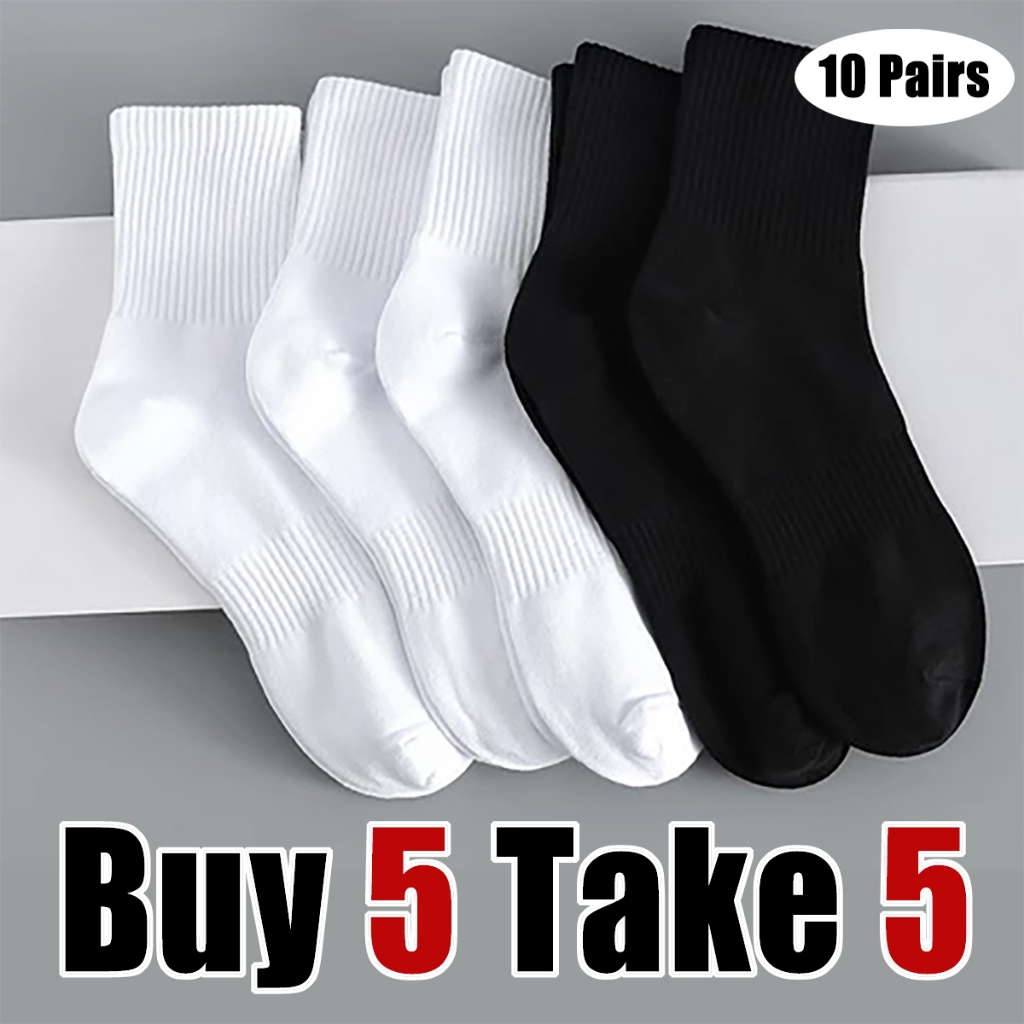 Set of 10 and 3 Pairs Plain Mid Socks High cut sport socks Crew for 100 ...