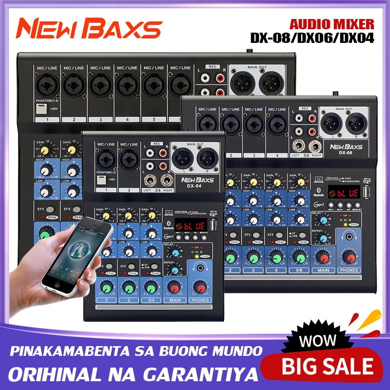 NEW BAXS DX04/DX06/DX08 Propesyonal Audio mixer with equalzer 4/6/8 ...