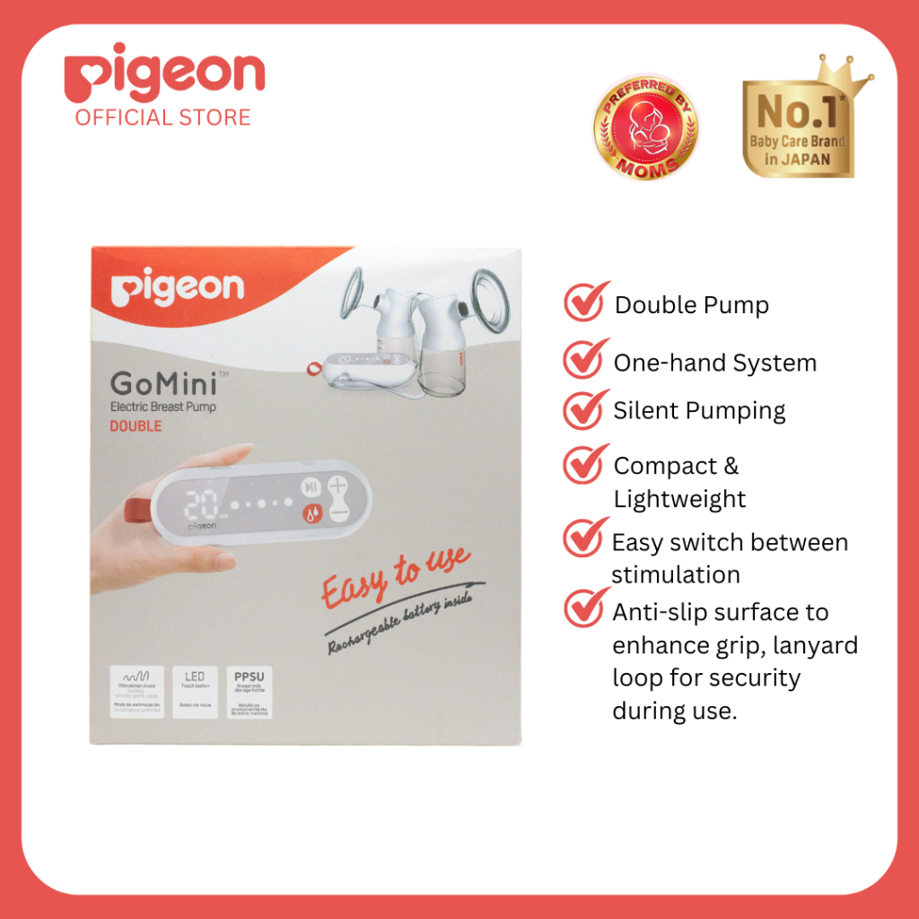 Pigeon GoMini Electric Breast Pump Double New - 5 intensity Levels ...