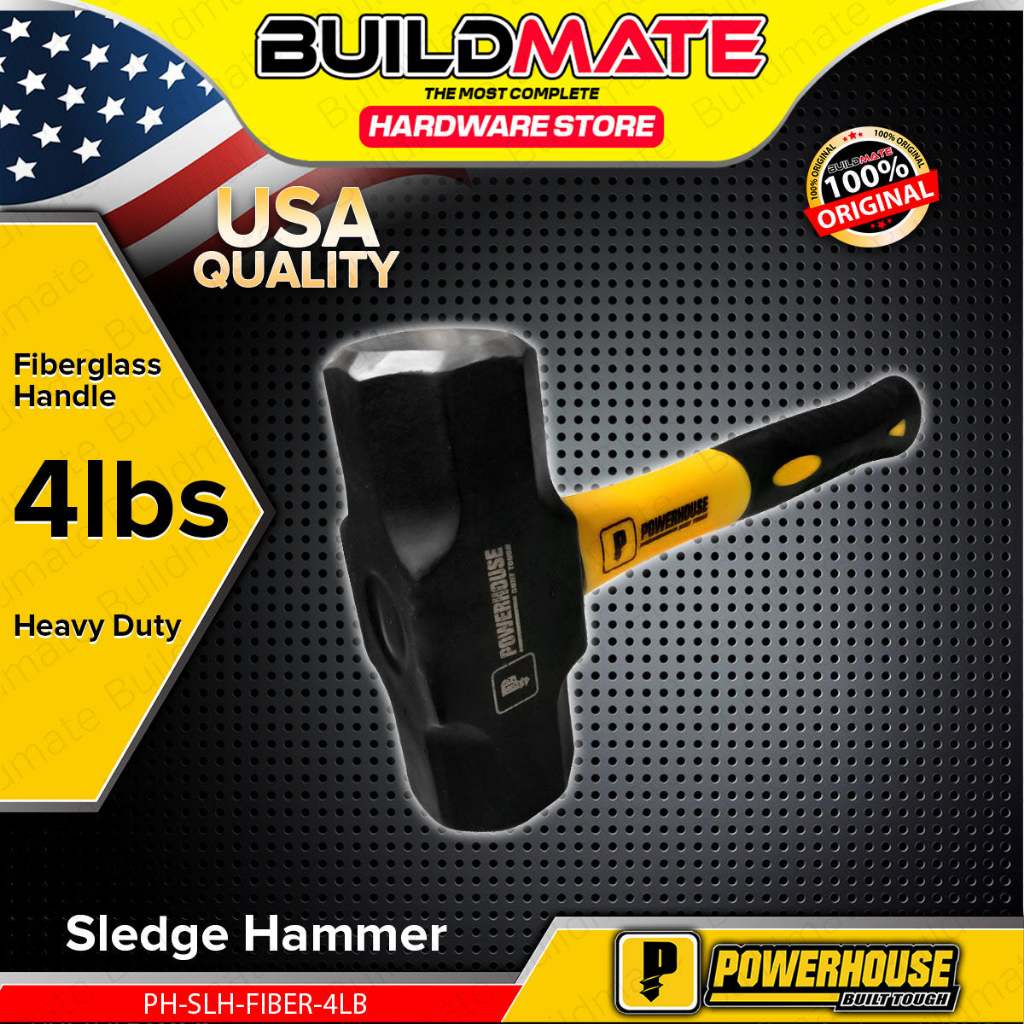 BUILDMATE Powerhouse 4LBS Sledge Hammer Fiberglass Handle Concrete ...