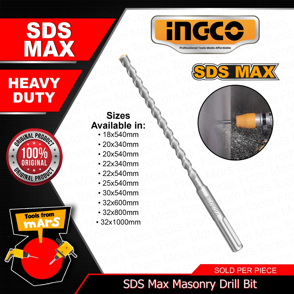 INGCO SDS MAX Hammer Drill Bit for Concrete Brick Stone Drilling Bits SOLD PER PIECE -TFM- IHT ...
