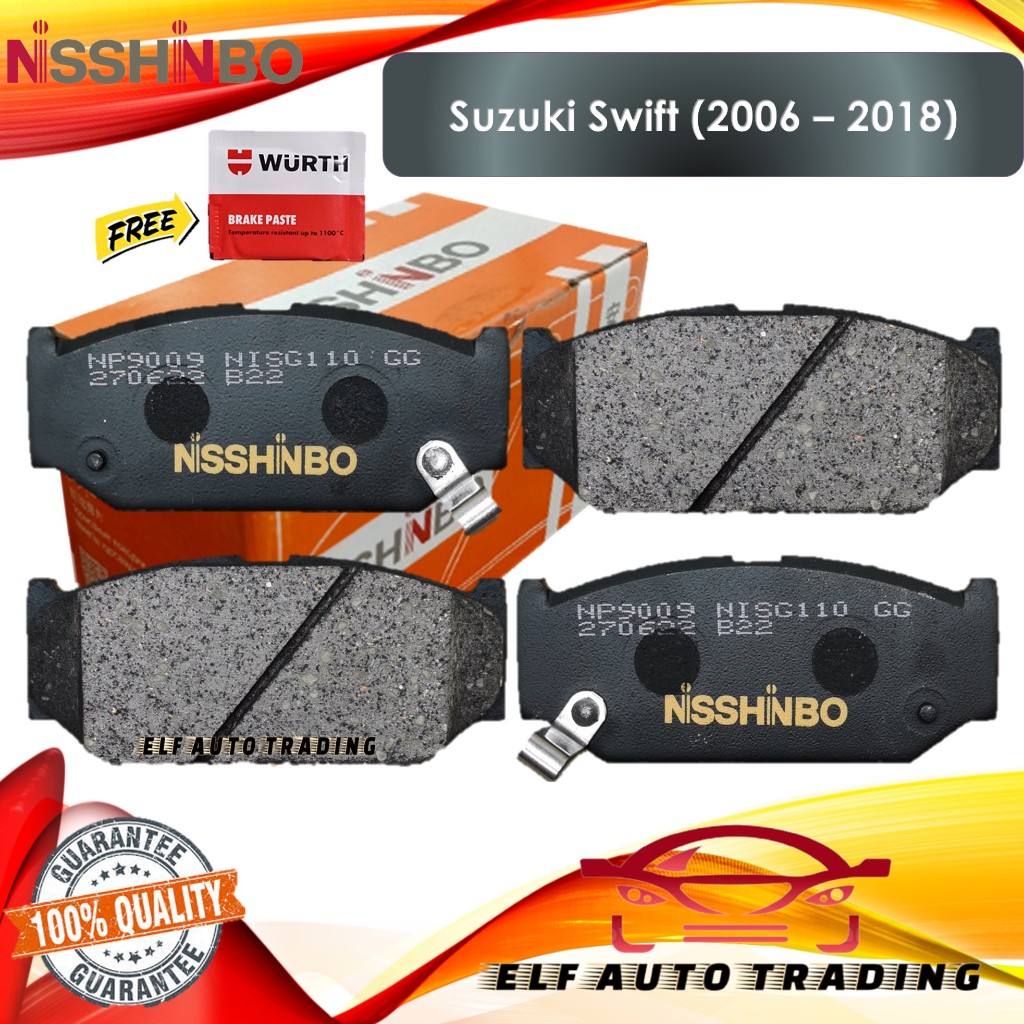 Genuine Nisshinbo Front Brake Pads for Suzuki Swift (2006 - 2018 ...
