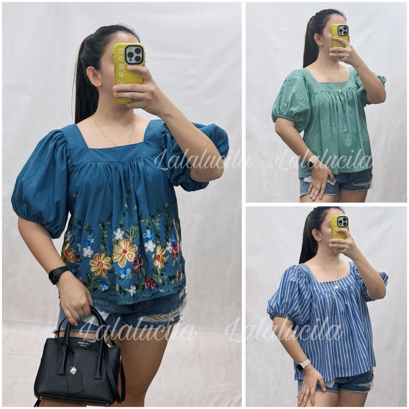PLUS Rosie (L-3XL) Puffed Square Senepa Top | Shopee Philippines
