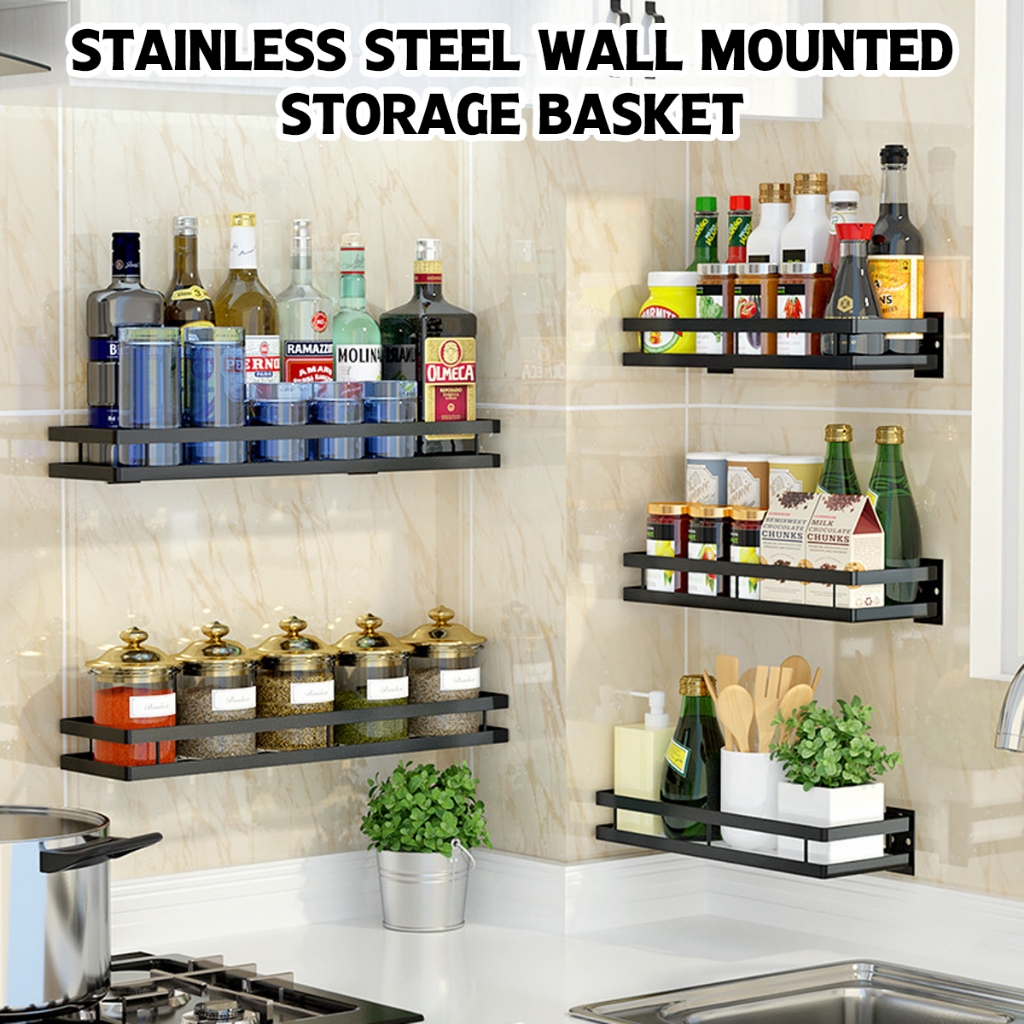 Wall Mounted Hanging Rack Kitchen Spice Storage Holder Kitchen ...