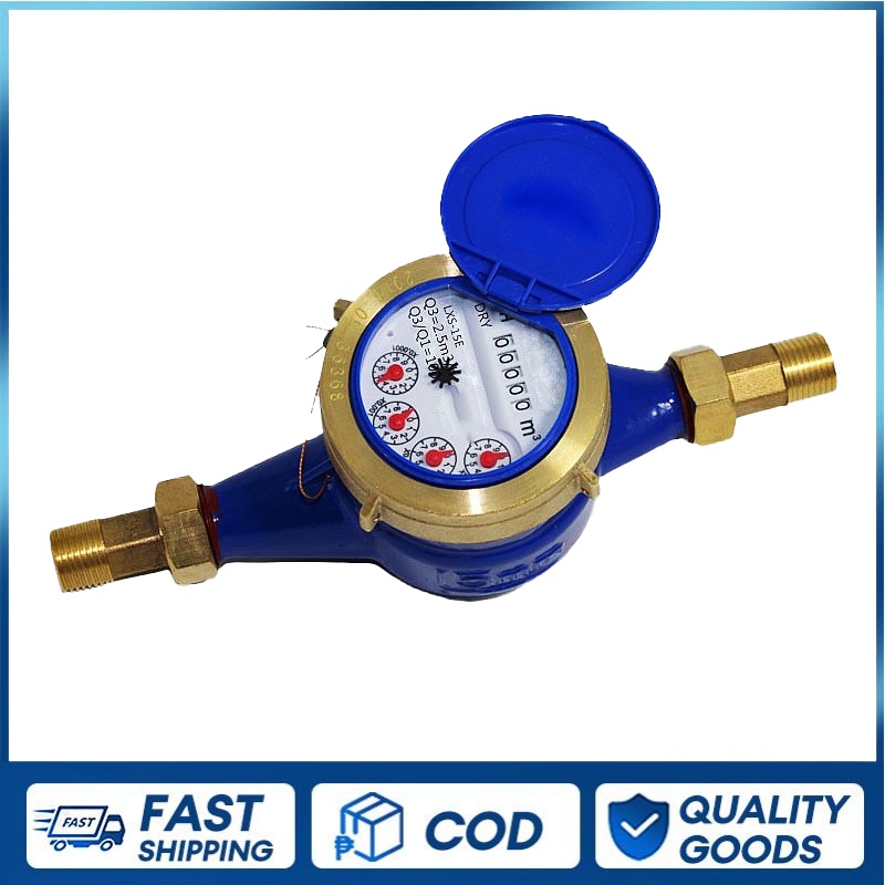 Water Meter Metal Plastic Body Water Meter Household 15mm | Shopee ...