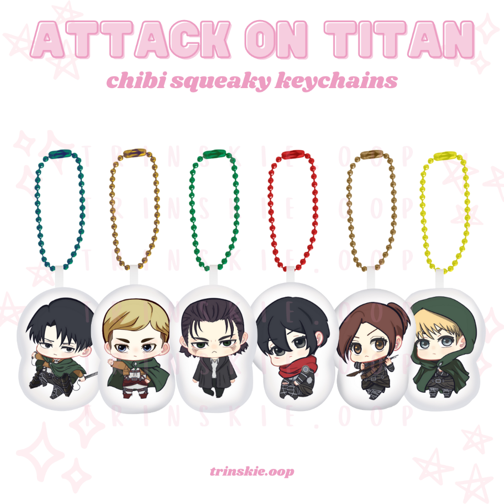 ATTACK ON TITAN chibi squeaky keychains | trinskie.oop (levi, eren ...