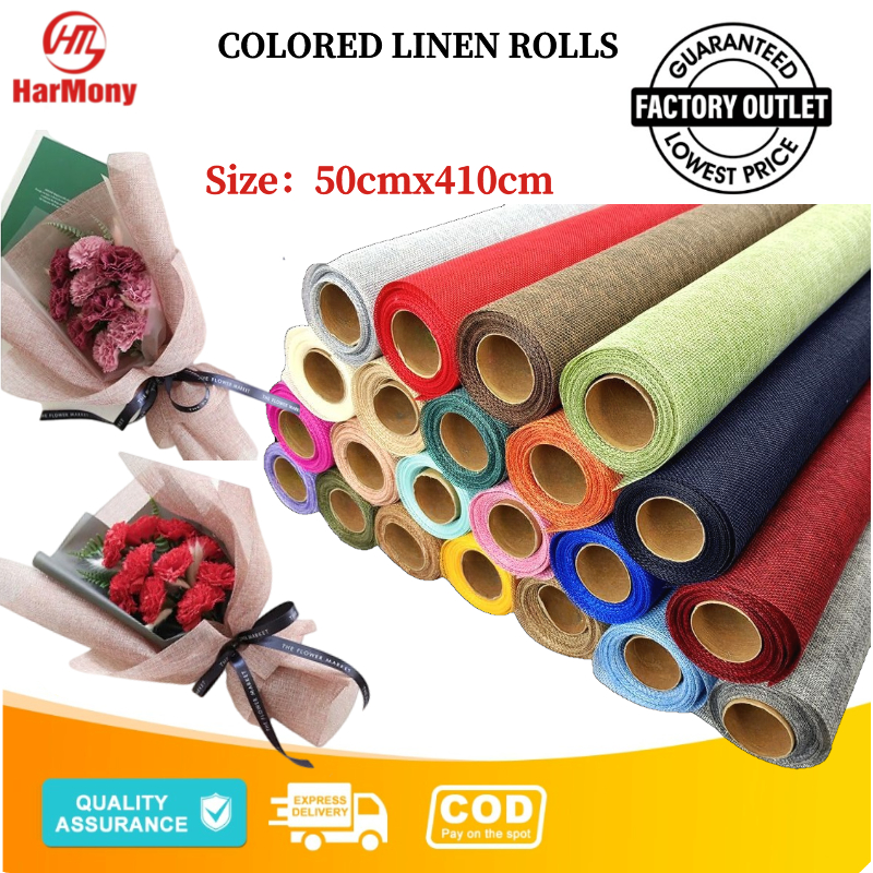 50CMx5Yards Flower Colored Linen Roll Retro Floral Diy Material Flower ...