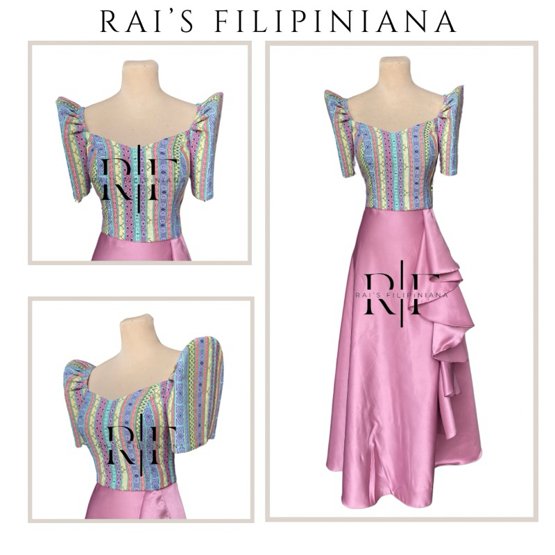 Modern Filipiniana Ethnic Colored with Raffles Skirt | Shopee Philippines