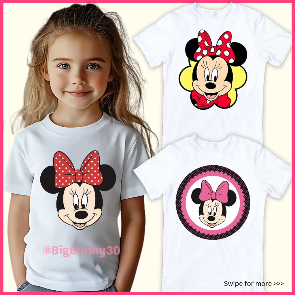 MINNIE MOUSE SUBLIMATION White T-shirt for Kids and Adults | Shopee ...