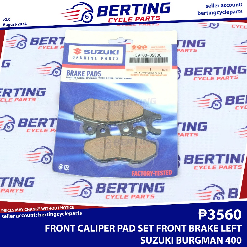 SGP LEFT FRONT BRAKE PAD Suzuki Burgman 400 Genuine 59100-05830 ...