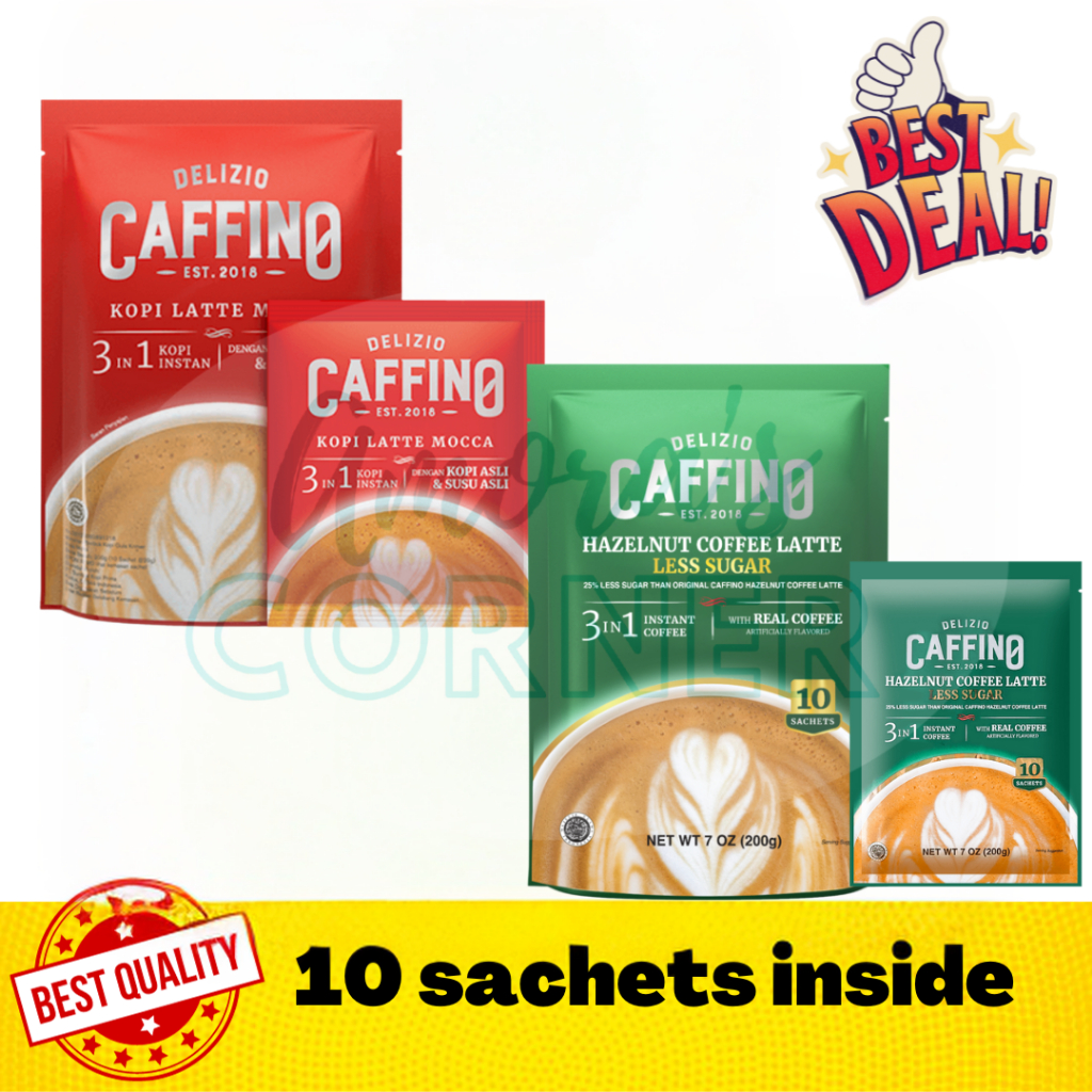 [10 sachets inside] Delizio Caffino - Cappuccino Hazelnut/ Latte Mocha ...