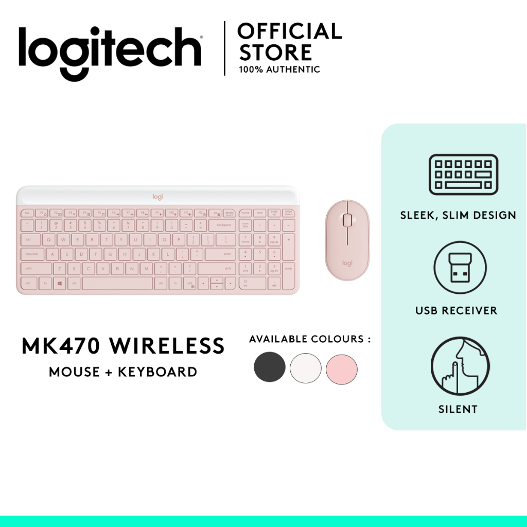 Logitech Mk470 Slim Wireless Keyboard And Mouse Combo Usb Receiver Slim Windows Pc Shopee