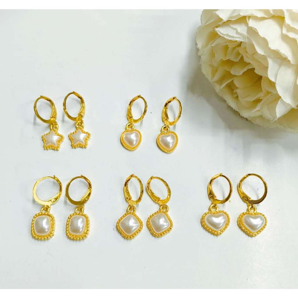 4pairs p99 assoted 14k gold plated Bangkok gold earrings for women ...
