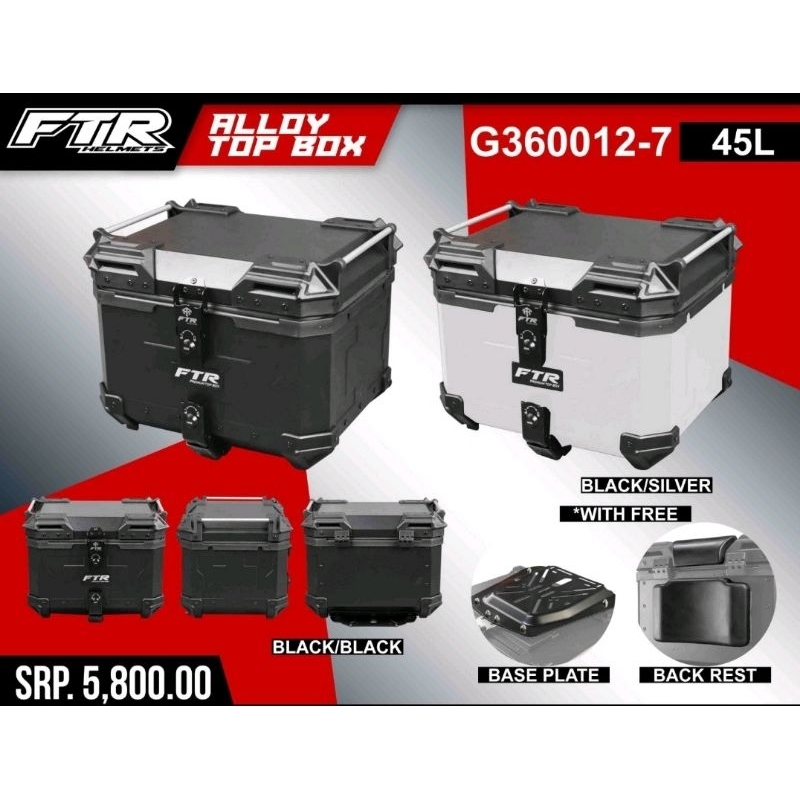 FTR TOP BOX ALLOY/ABS/PP 45-LITERS - UNIVERSAL | Shopee Philippines