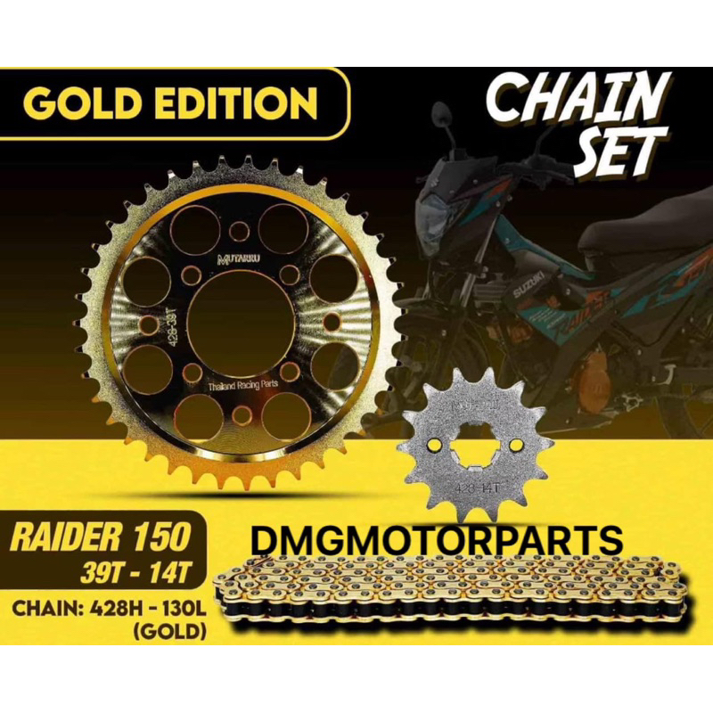 CHAINSET STEEL GOLD/CHROME PLATED FOR RAIDER 150 CARB/FI | Shopee ...