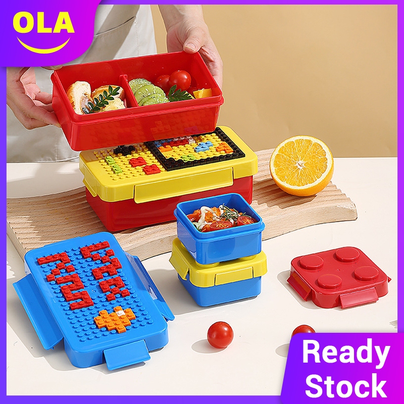 Kids Lunch Bento Box Portable Cartoon Building Blocks Bento Box Food ...