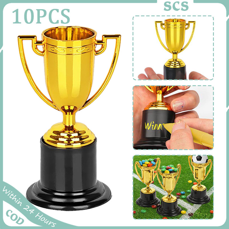 10pcs Golden Colored Trophy Set 4 Inch Mini Plastic Trophies for Party ...