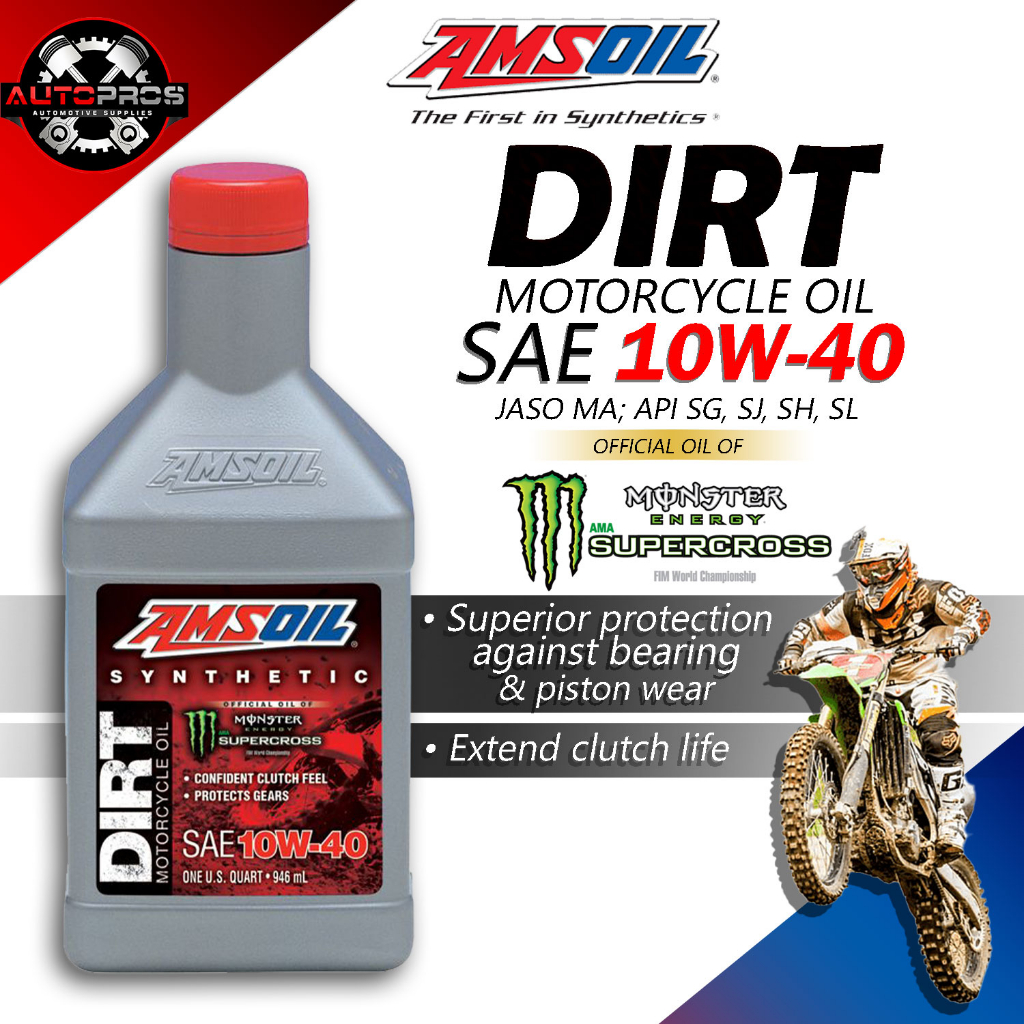AMSOIL 4T DIRT 10W-40 100% FULLY SYNTHETIC MOTORCYCLE ENGINE OIL 1 ...