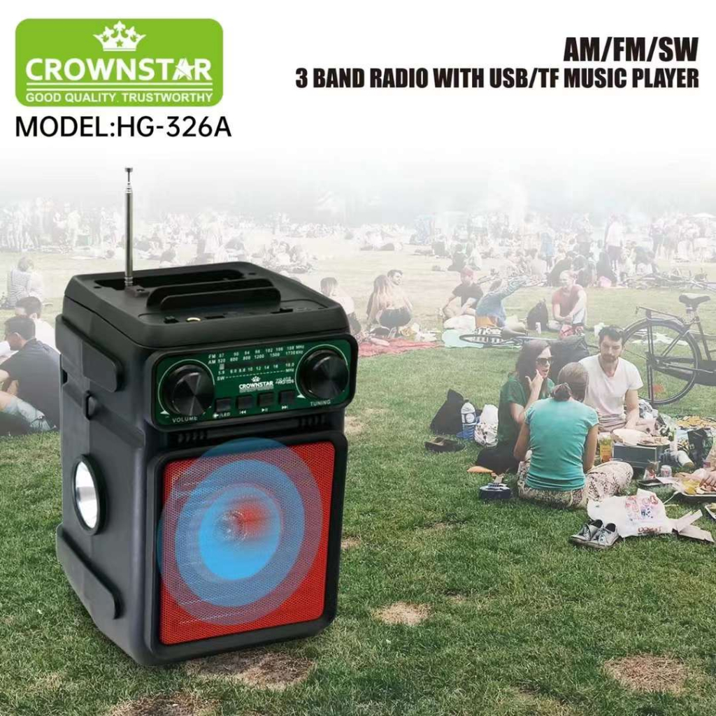 PinSan CROWNSTAR HG-326BT Portable Bluetooth Radio Speaker with AM/FM ...