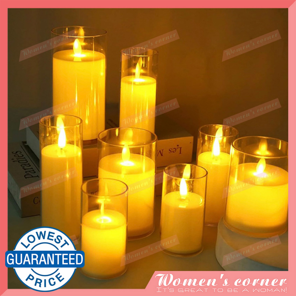Led Simulation Flickering Flameless Tealight Glass Candle，Battery ...