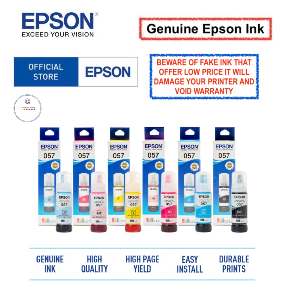 Original Epson Set of 6 057 ink bottle 70ml for New Model Epson L8050 ...
