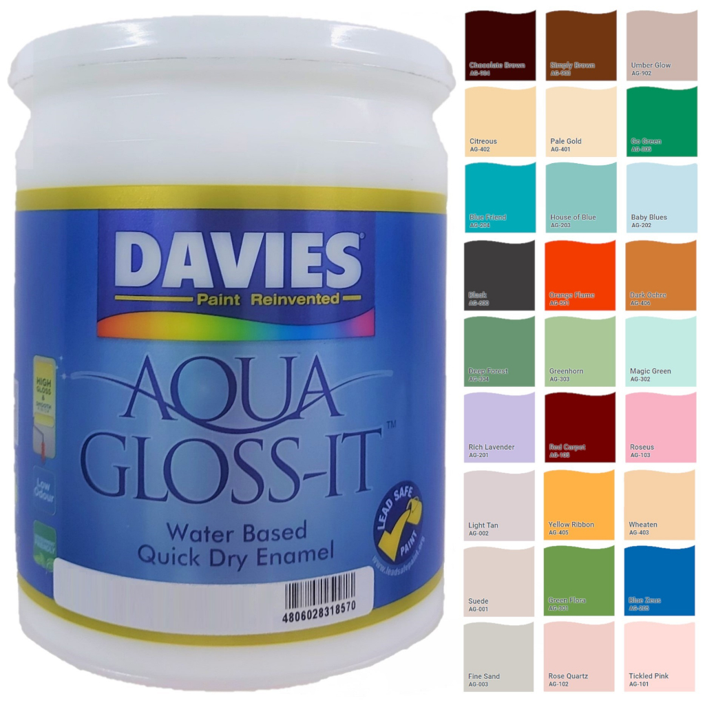 Davies Aqua Gloss It Water Based Quick Dry Enamel (Available in Different Colors) - 1L | Shopee ...