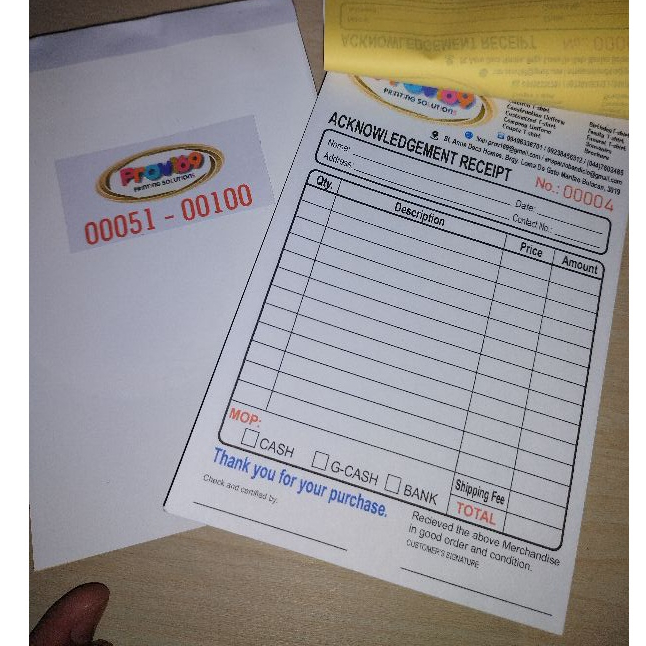 Receipt (non-BIR, non-carbonized) with SERIES No. (CUSTOMIZED) *(3 ...