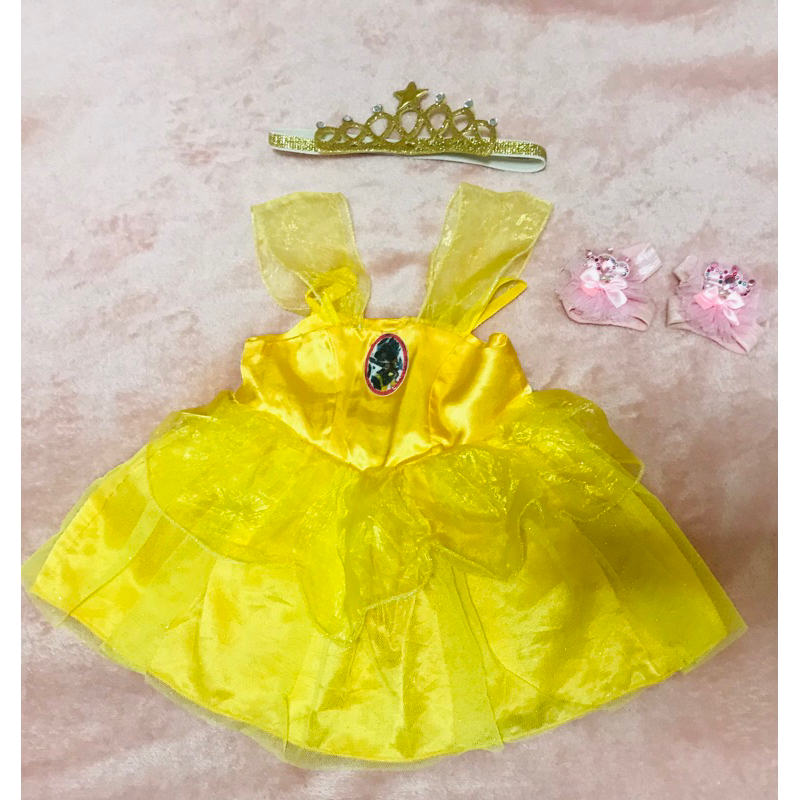 Princess Belle Costume with Crown Headbow and garter shoes | Shopee ...
