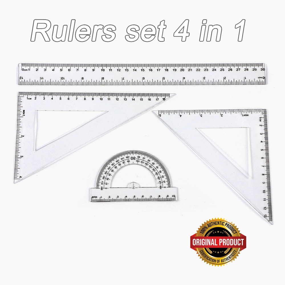 Ruler Set 4 in 1 Stationary School Supplies Office Supplies Student ...
