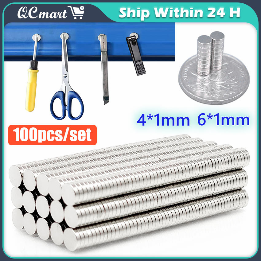 100Pcs 6x1 4x1 Neodymium Magnet NdFeB Round Super Powerful Strong ...